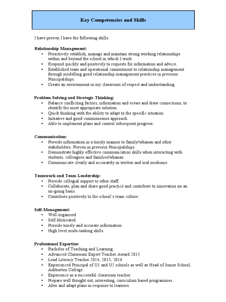 Key Competency Skills | PDF