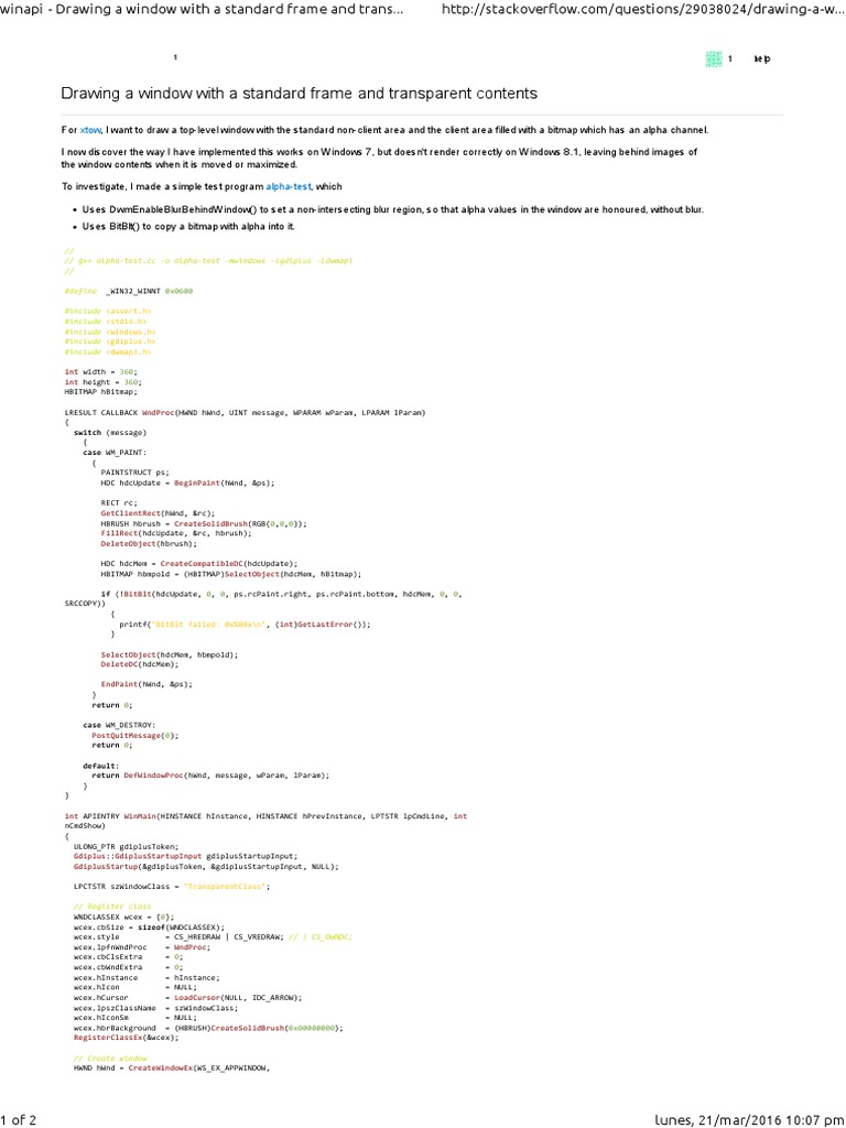 Winapi - Drawing A Window With A Standard Frame and Transparent Contents - Stack Overflow | PDF ...