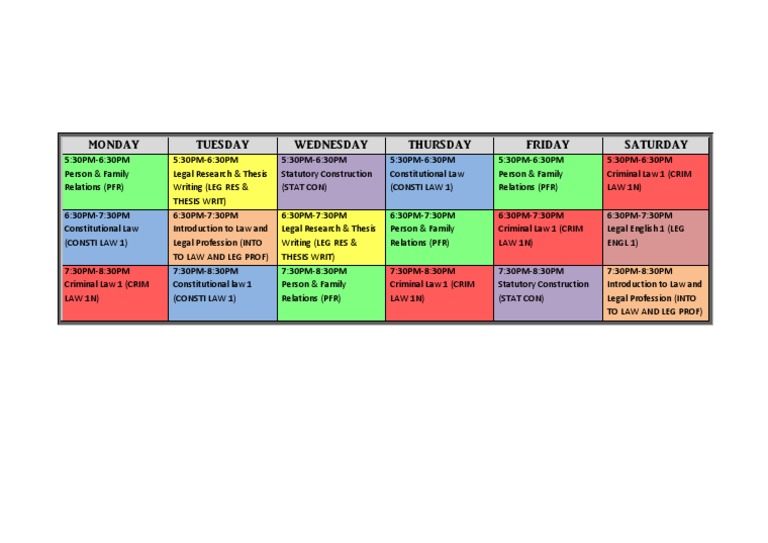 1st JD Sched | PDF | Virtue | Social Institutions