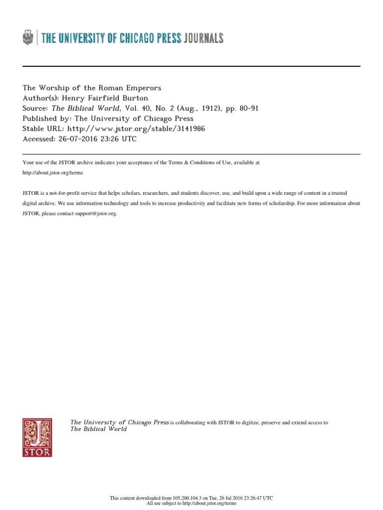 The Worship of The Roman Emperor PDF | PDF | Augustus | Julius Caesar