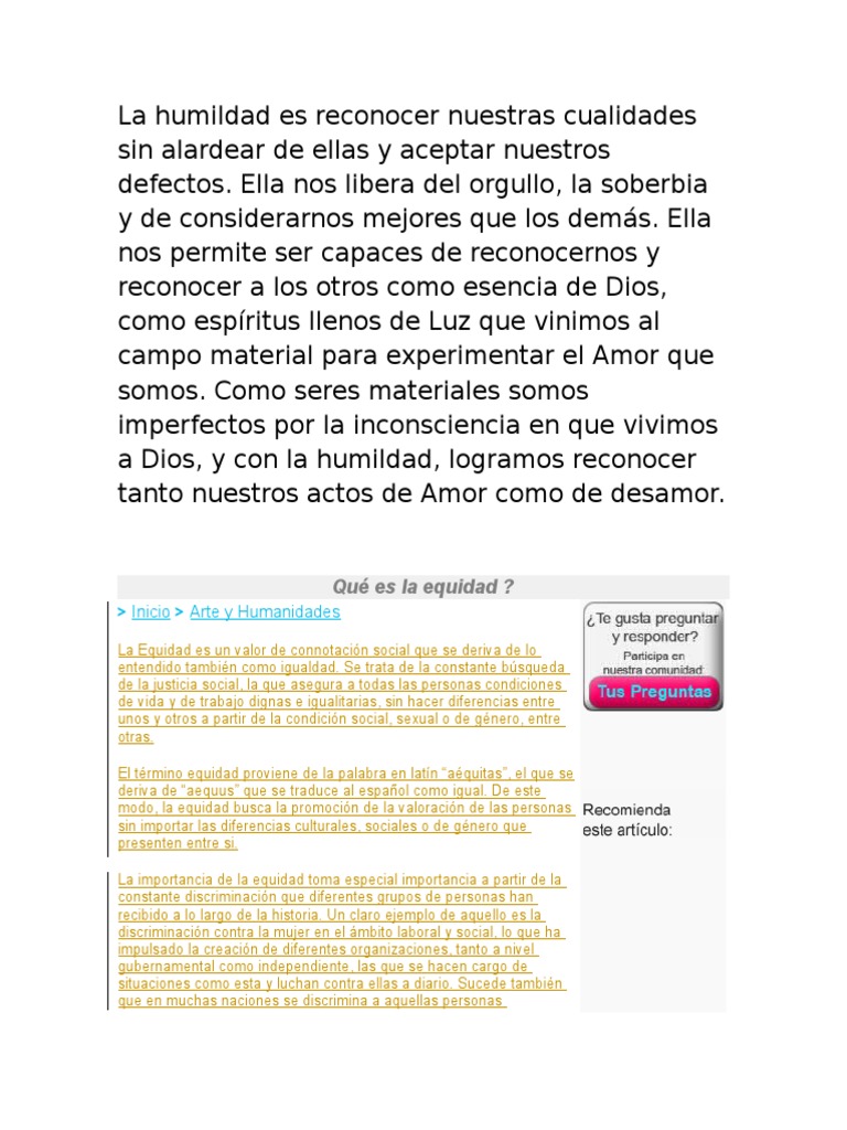 La Humildad Es Reconocer Nuestras Cualidades Sin Alardear de Ellas y ...