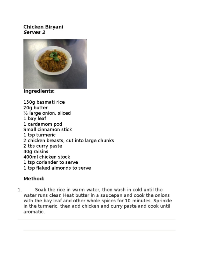 Chicken Biryani | PDF | Foods | Cooking
