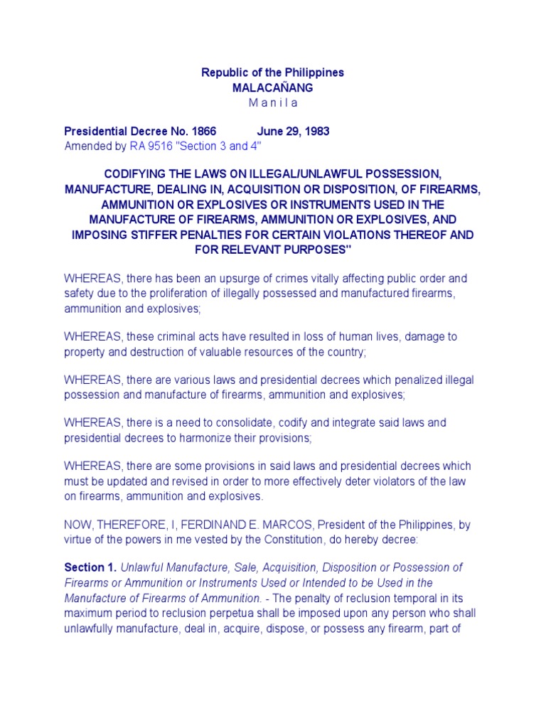 PD 1866 As Amended by RA 8294 | PDF | Decree | U.S. Securities And ...