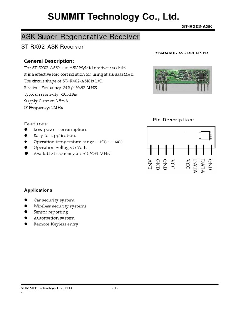 RF RX 434MHz ASK PDF | PDF | Science & Mathematics | Technology ...