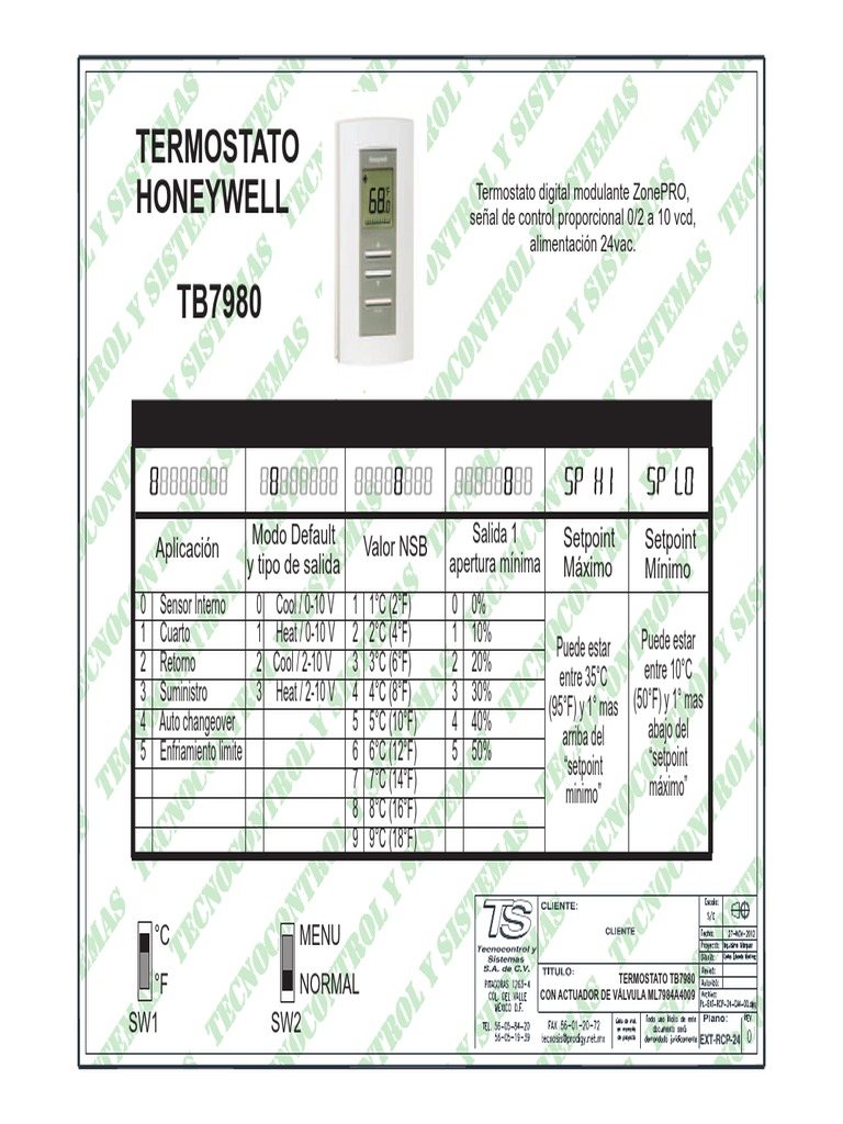 Manual Termostato Honeywell TB7980 | PDF | Ingeniería mecánica ...
