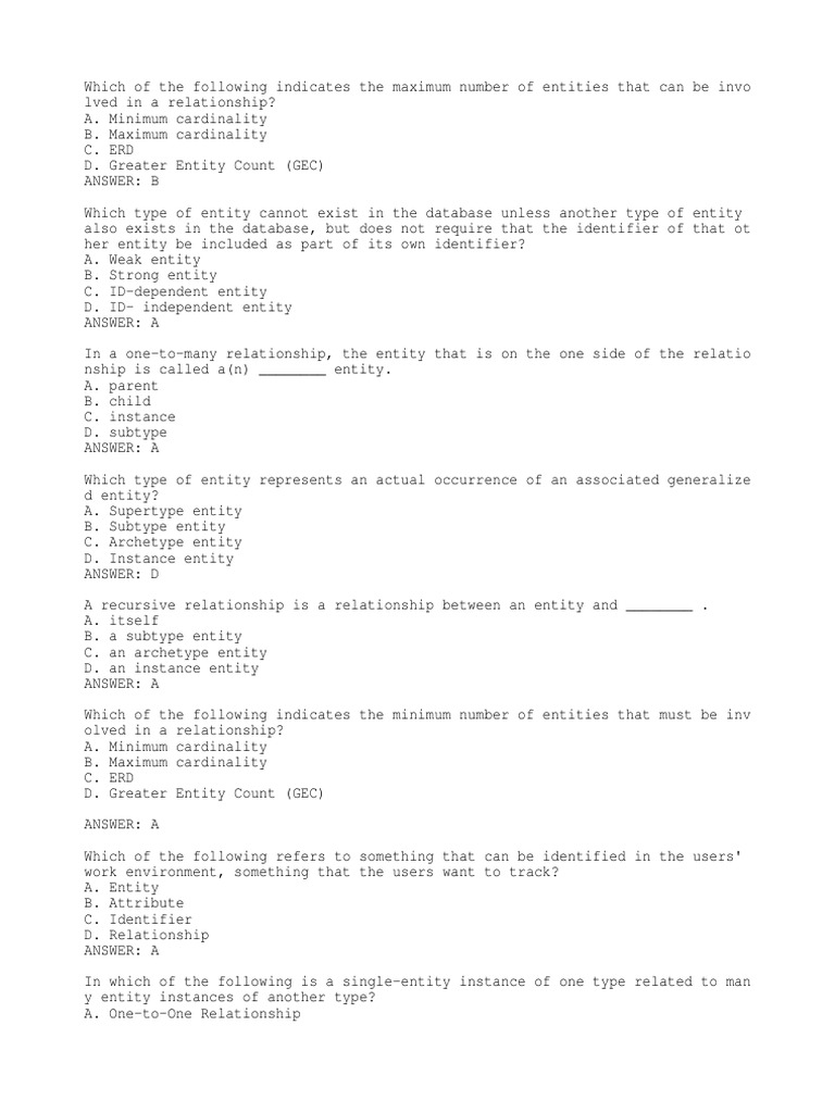 MCQ RPP Data Modeling With ER Model | PDF | Scientific Modeling | Data Management