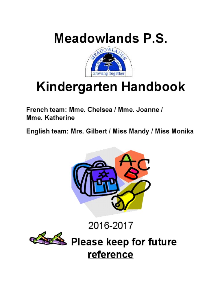 Kindergarten Handbook 2016-17 | PDF | Clothing | Kindergarten