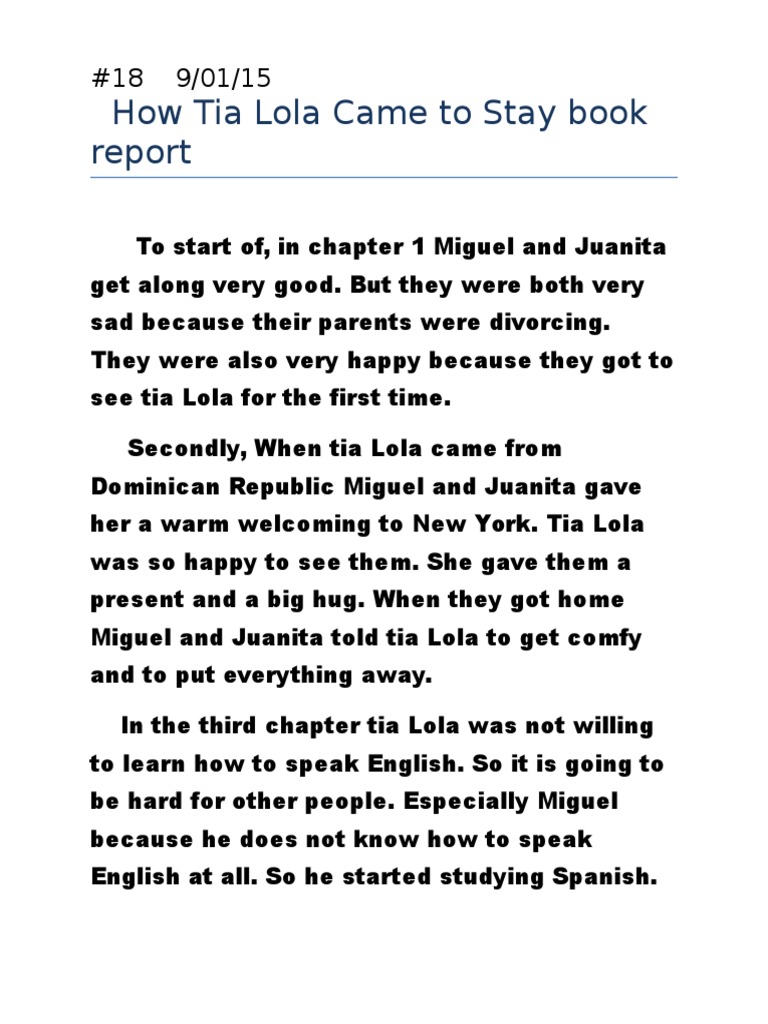 How Tia Lola Came To Stay Book Report