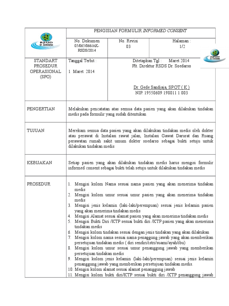 Pengisian Formulir Informed Consent | PDF