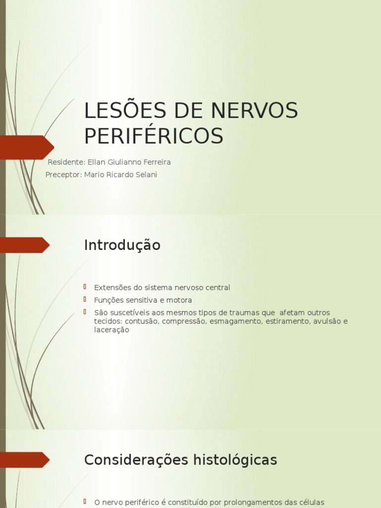 Lesão de Nervos Periféricos | PDF | Nervo | Neurologia