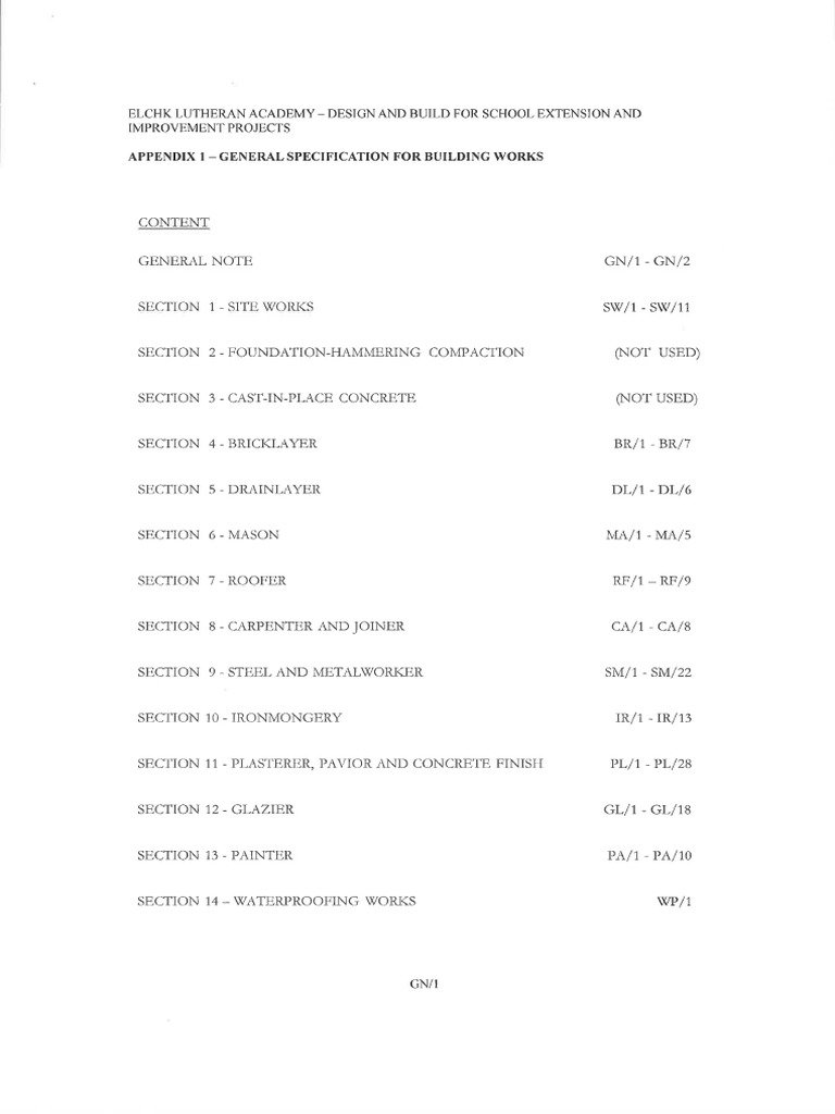 General Specification of Building Works For For Design and Build of ...