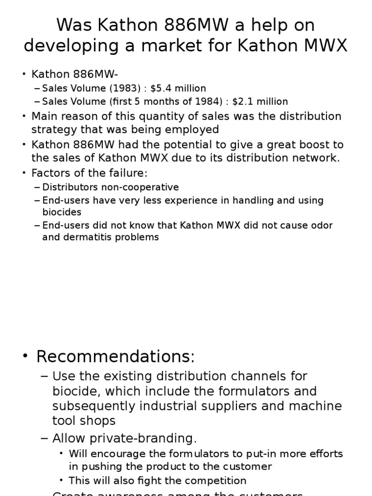 Was Kathon 886MW A Help On Developing A Market For Kathon MWX | PDF
