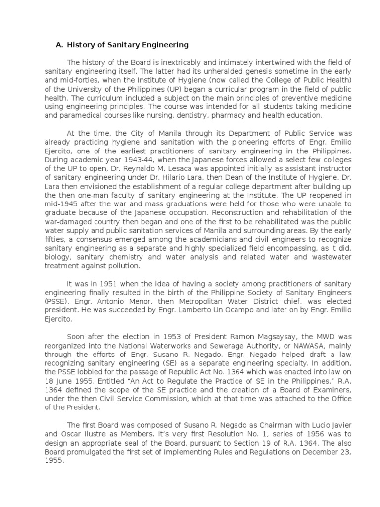 History of Sanitary Engineering | PDF | Sanitation | Engineering
