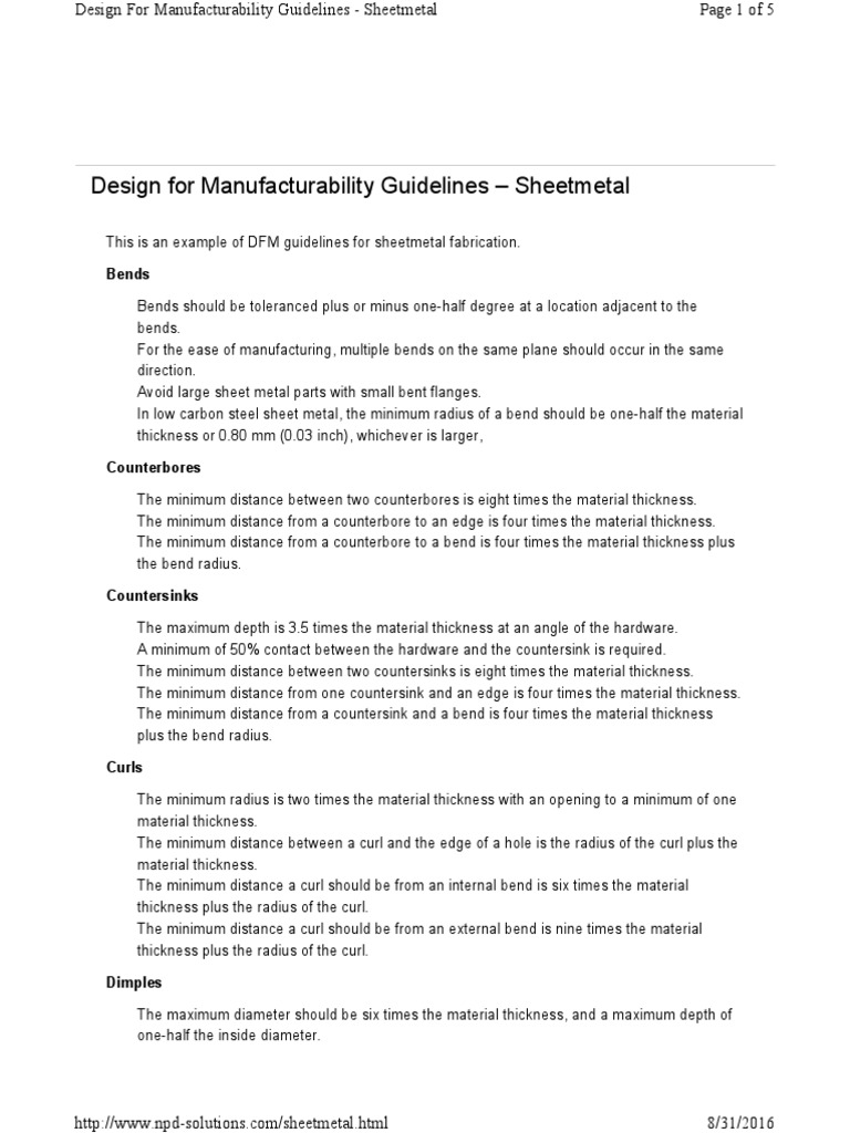 DFM Sheet Metal Guide Lines | PDF | Sheet Metal | Industries