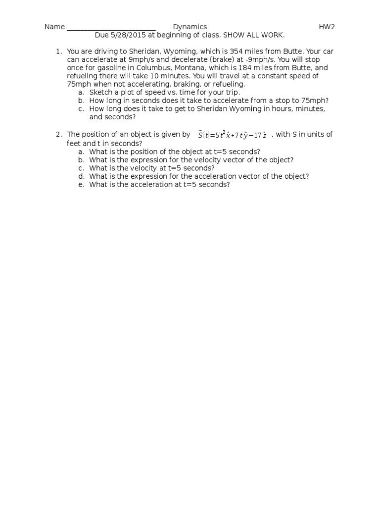 Dynamics HW | PDF
