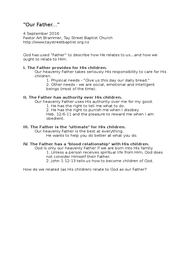 "Our Father... ": I. The Father Provides For His Children | PDF | Self ...