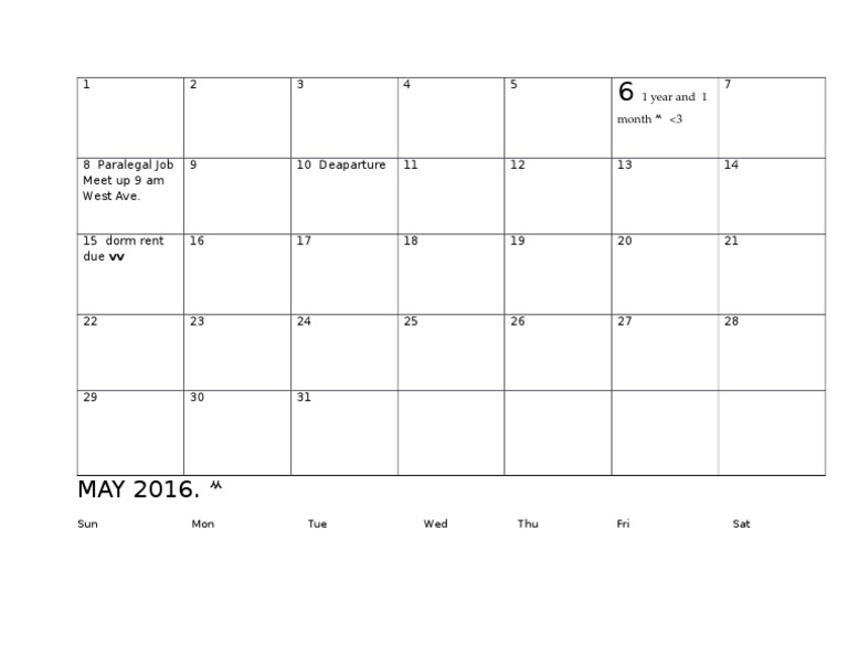 1 2 3 4 5 1 Year and 1 Month 3 7: Sun Mon Tue Wed Thu Fri Sat | PDF