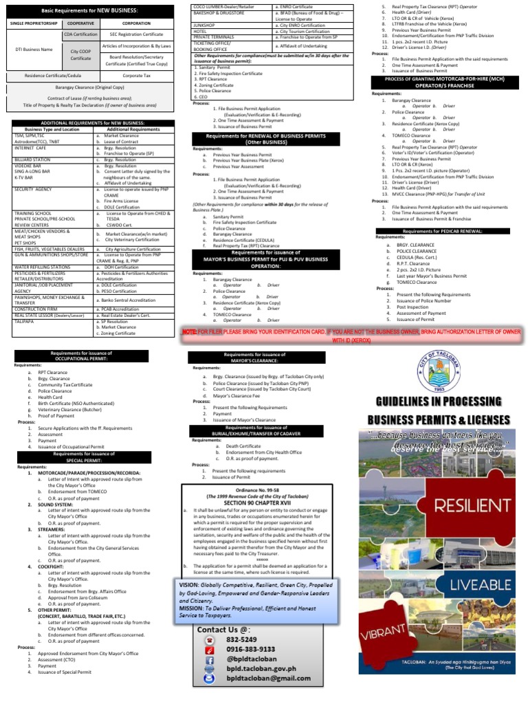 Guidelines in Processing Business Permits and Licenses in Tacloban City ...