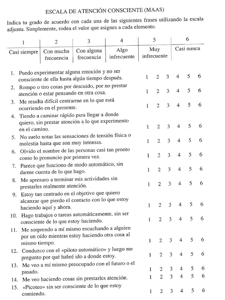 Escala de Atención Plena -MAAS
