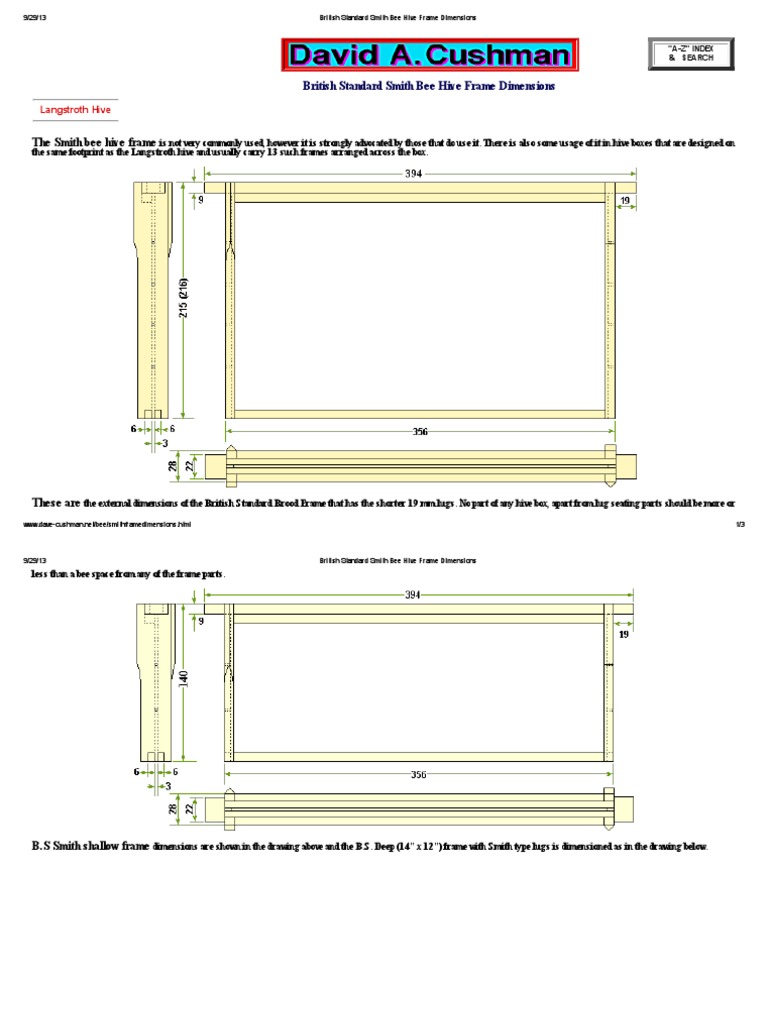 Smith Bee Hive Frame Dimensions | PDF | Home & Garden | History