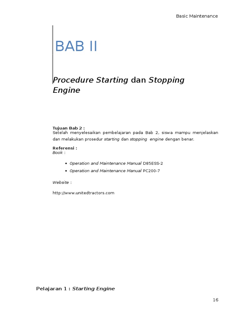 Prosedur Starting dan Stopping Engine | PDF