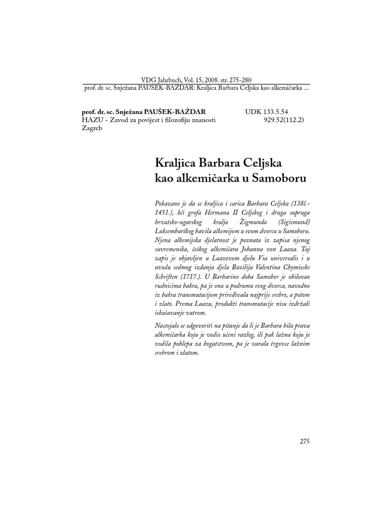 Barbara Celjska Kao Alkemičar | PDF