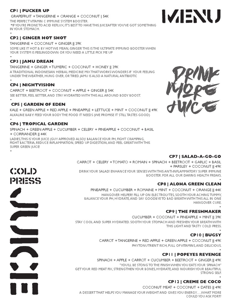 In The Raw Menu 2016 | PDF | Coconut | Vegan Cuisine