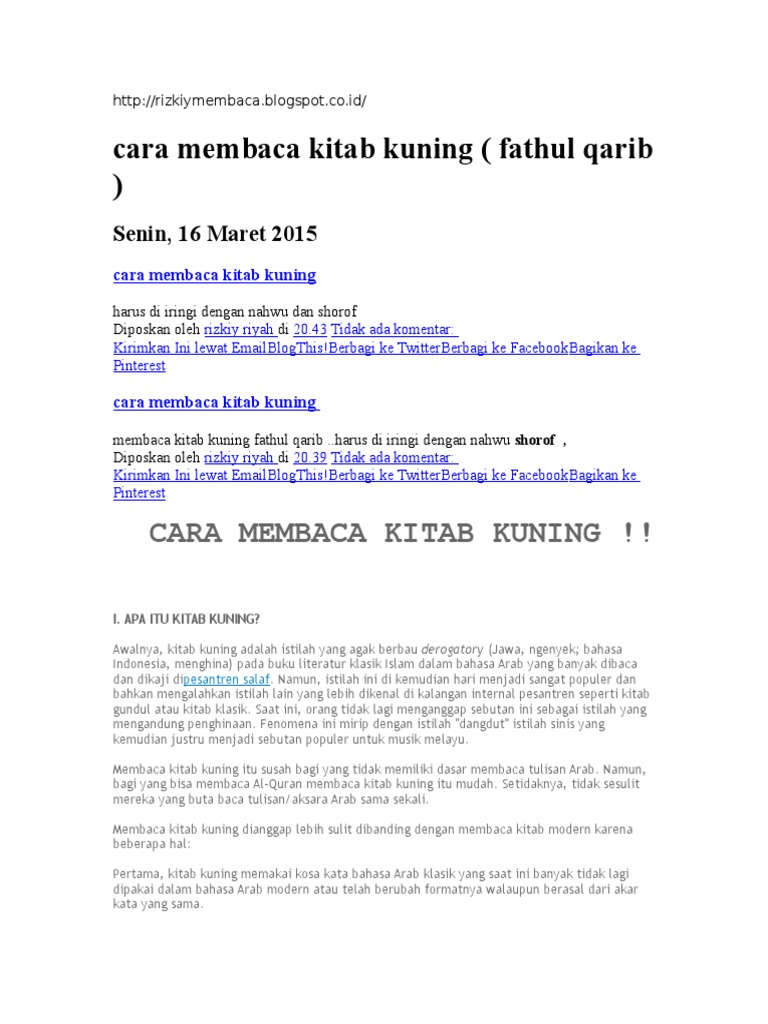 Panduan Membaca Kitab Kuning | PDF | Agama & Spiritualitas