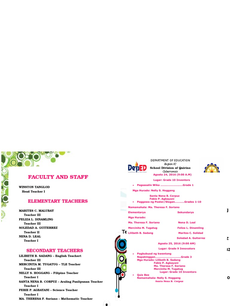 Sample Buwan ng Wika Invitation | Philippines | Behavior Modification