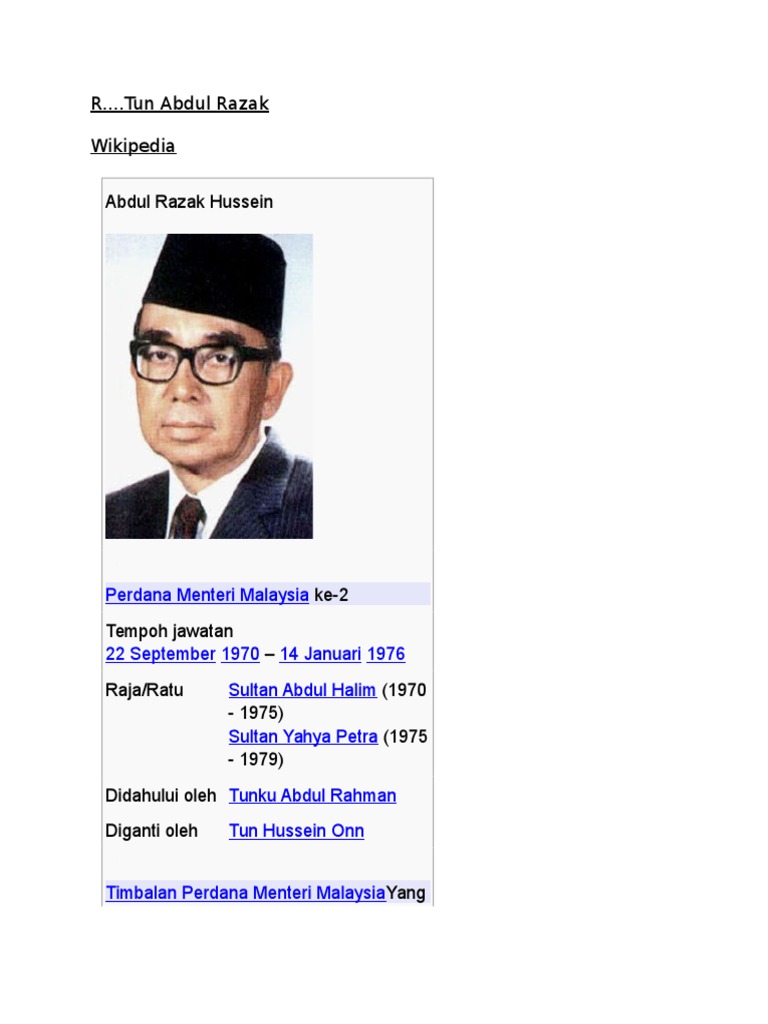Tun Abdul Razak | PDF