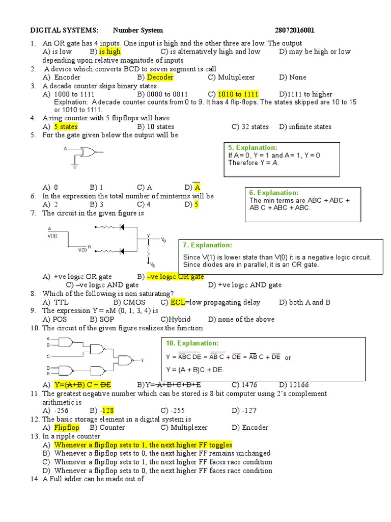 Digital Number Systems 3 Ans | PDF | Electrical Circuits | Digital ...