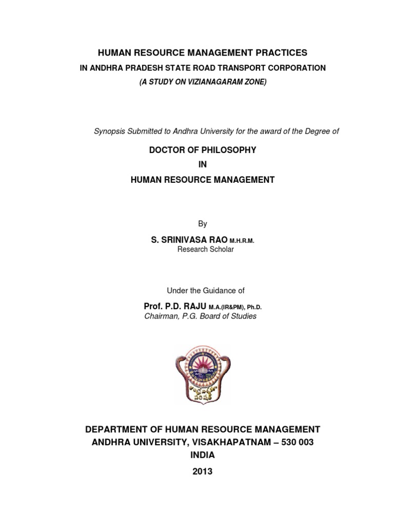 Thesis Synopsis Prfoforma | PDF | Human Resource Management | Job ...