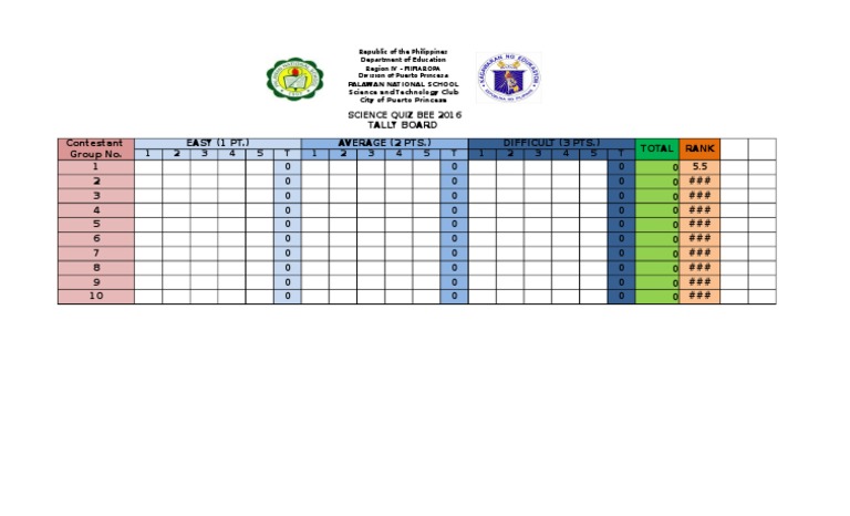 Tally Board 2016-2017 | PDF