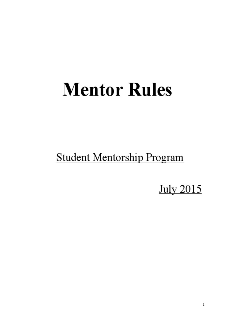 Mentor Rules: Student Mentorship Program July 201 5 | PDF | Mentorship ...