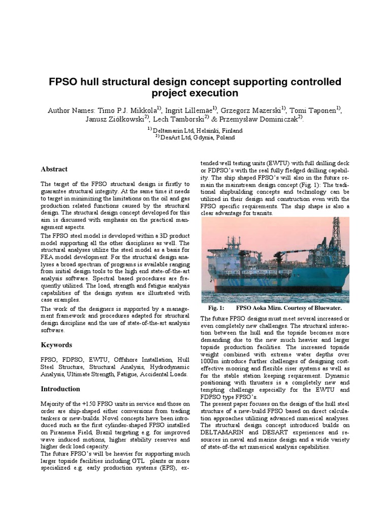 FPSO Hull Structural Design Concept Supporting Controlled Project ...