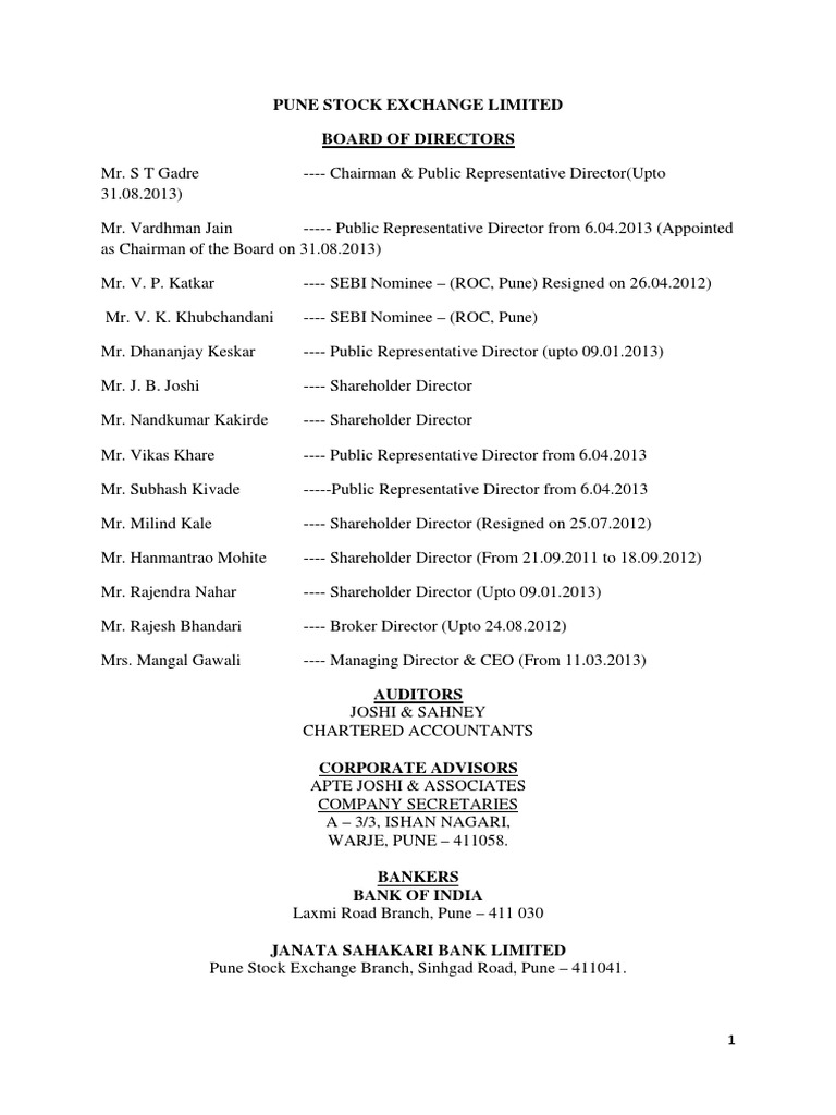 NSE Annual Report | PDF | Board Of Directors | Stocks