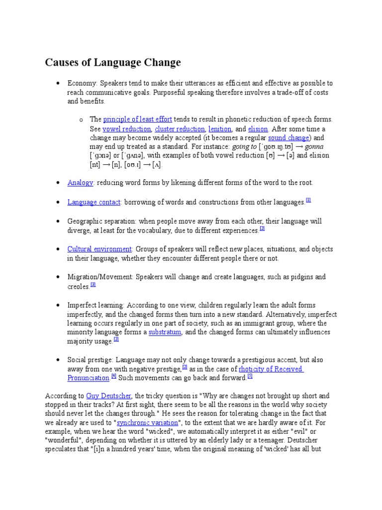 Causes of Language Change | Symbols | Languages