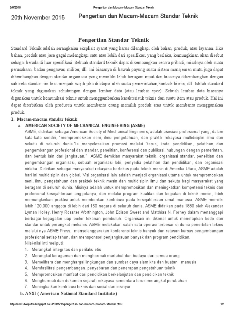 Macam-Macam Standar Teknik | PDF | Teknologi & Rekayasa