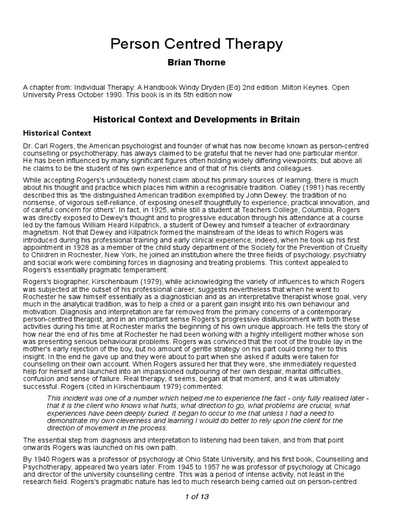 Person Centred | PDF | Psychotherapy | Empathy