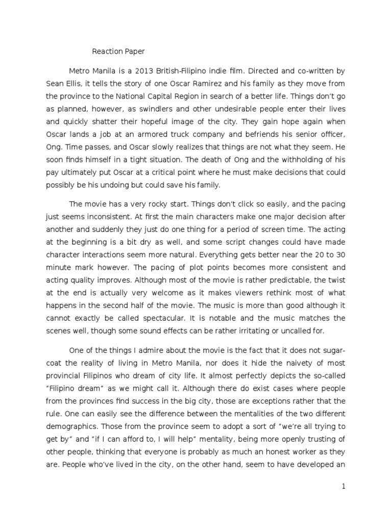 Reaction Paper | PDF