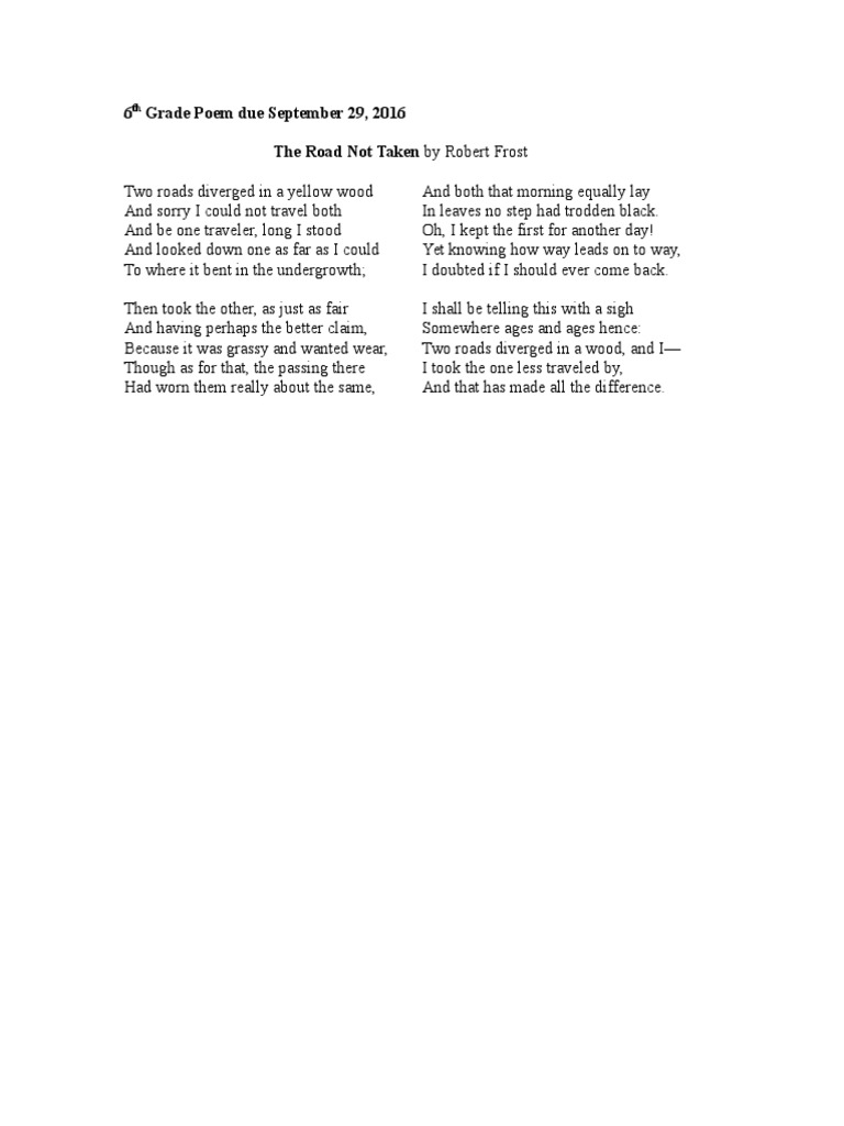 6th Grade Poem For Sept | PDF | Poetry