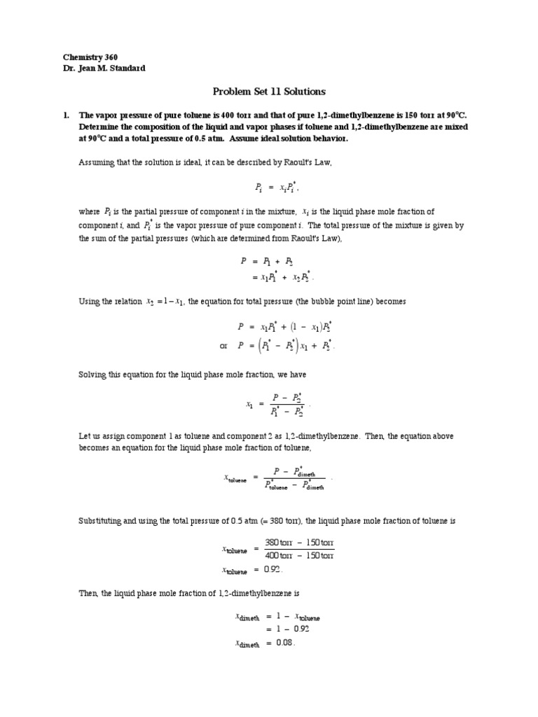 Problem Set 11 Solutions | PDF | Molar Concentration | Quantity
