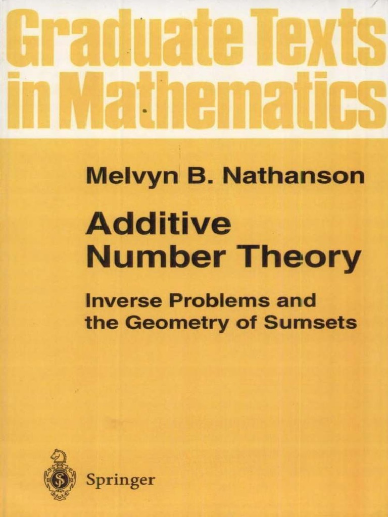 165 - Additive Number Theory 2 PDF | PDF | Integer | Group (Mathematics)