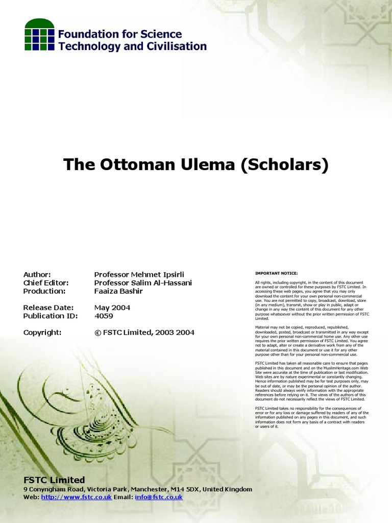 Mehmet İpşirli - Ottoman Ulema | PDF | Ulama | Ottoman Empire
