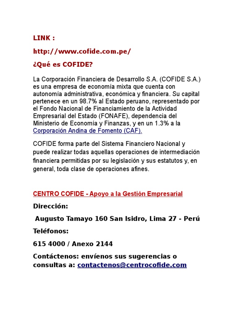 COFIDE | PDF | Perú | Economias