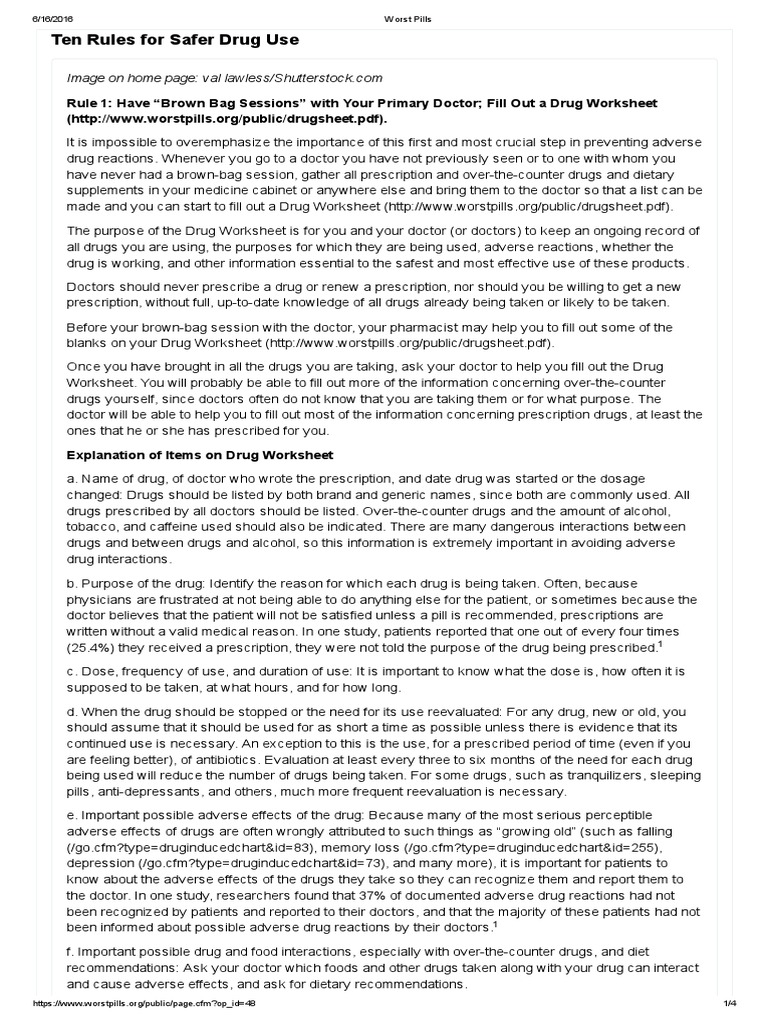 10 Rules For Safer Drug Use | PDF | Pharmaceutical Drug | Medical ...