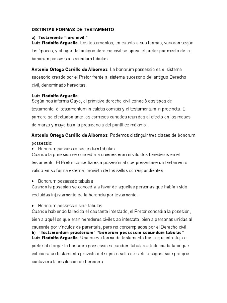 Formas de Testamento | PDF | Voluntad y testamento | Justicia