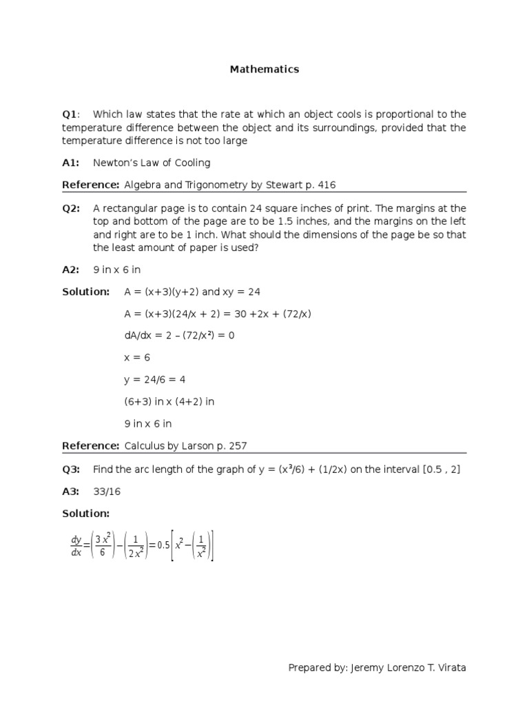 Math and ESAT Questions - ECE Quiz Bee | PDF