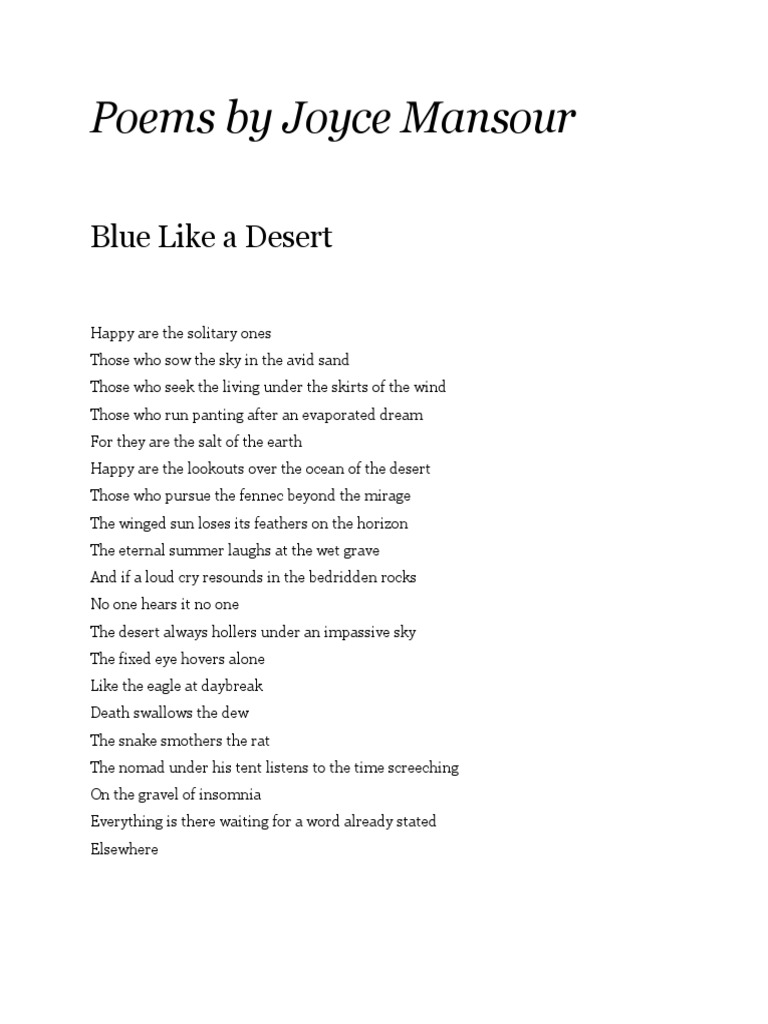 Poems by Joyce Mansour | PDF | Nature
