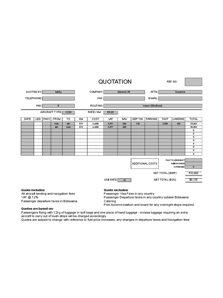 Quotation: Quote Includes: Quote Excludes | PDF | Business | Finance ...